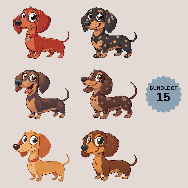 Dachshund Clipart Bundle, 15 Wiener Dog Designs, Dachshund ...