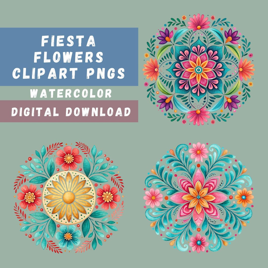 Mexican Flowers PNG Bundle, 15 Hispanic Floral Designs, Flower ...