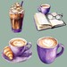 Purple Coffee Clipart Bundle, 12 Watercolor Coffee Designs, Coffee ...
