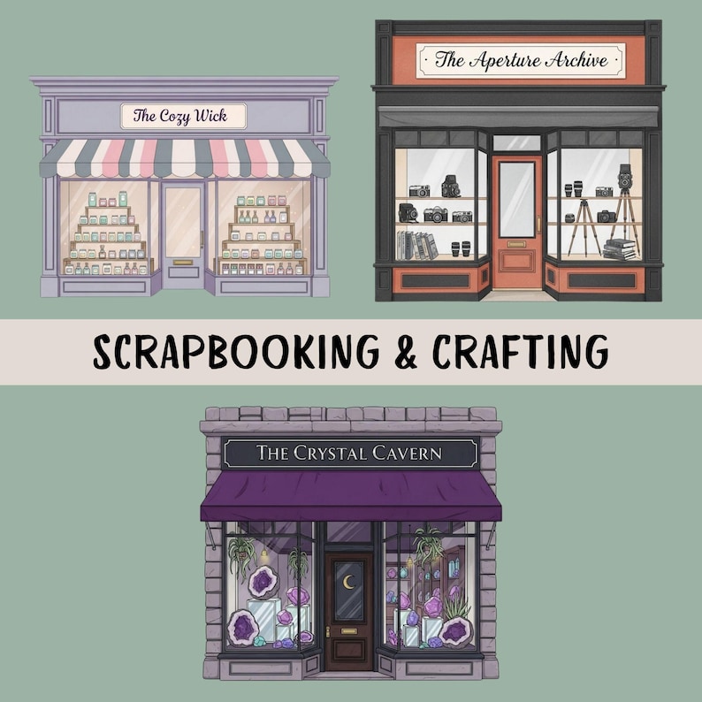 Whimsical Storefront Clipart Bundle, 15 Village Shops, Small Business ...