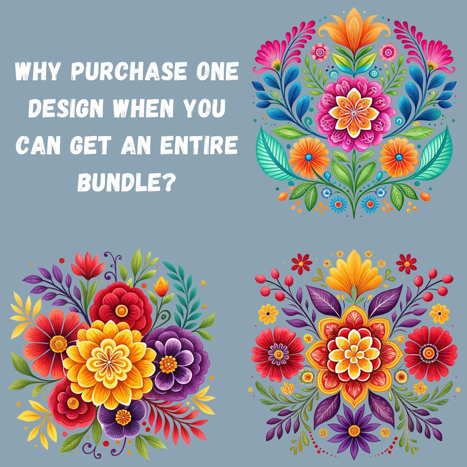 Mexican Flowers PNG Bundle, 15 Hispanic Flower Designs, Mexican Floral ...