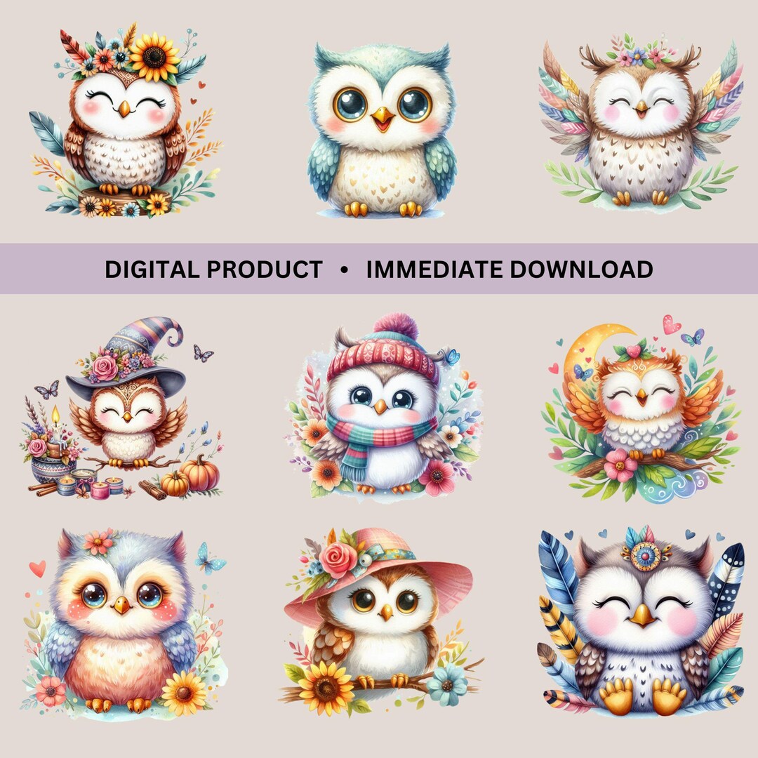 Owl Clipart Digital Download Sublimation PNG Immediate Access ...