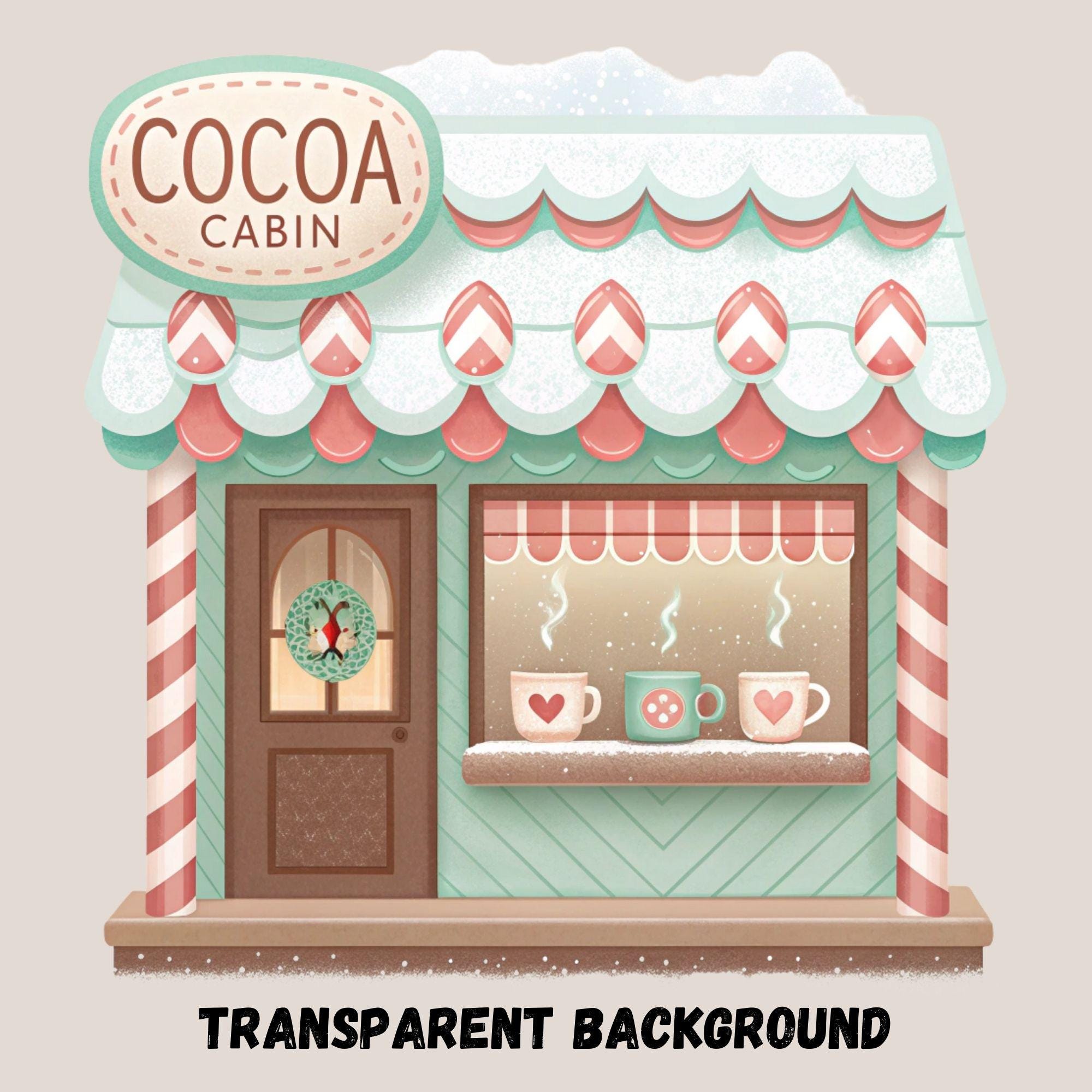 Village Shops Winter Clipart Bundle, 15 Watercolor Holiday Storefronts ...