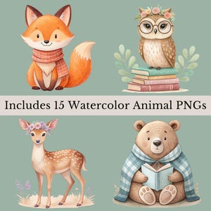 Whimsical Woodland Animals Clipart – 15 Watercolor Forest Friends ...