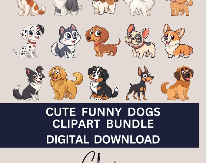 Cute Dog Breed Clipart Bundle, Chibi Dog Images, Puppy PNG Images ...