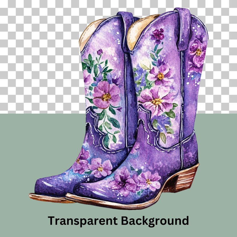 Cowgirl Boots Clipart Bundle, 12 Pastel Boot Graphics, Watercolor Boot ...