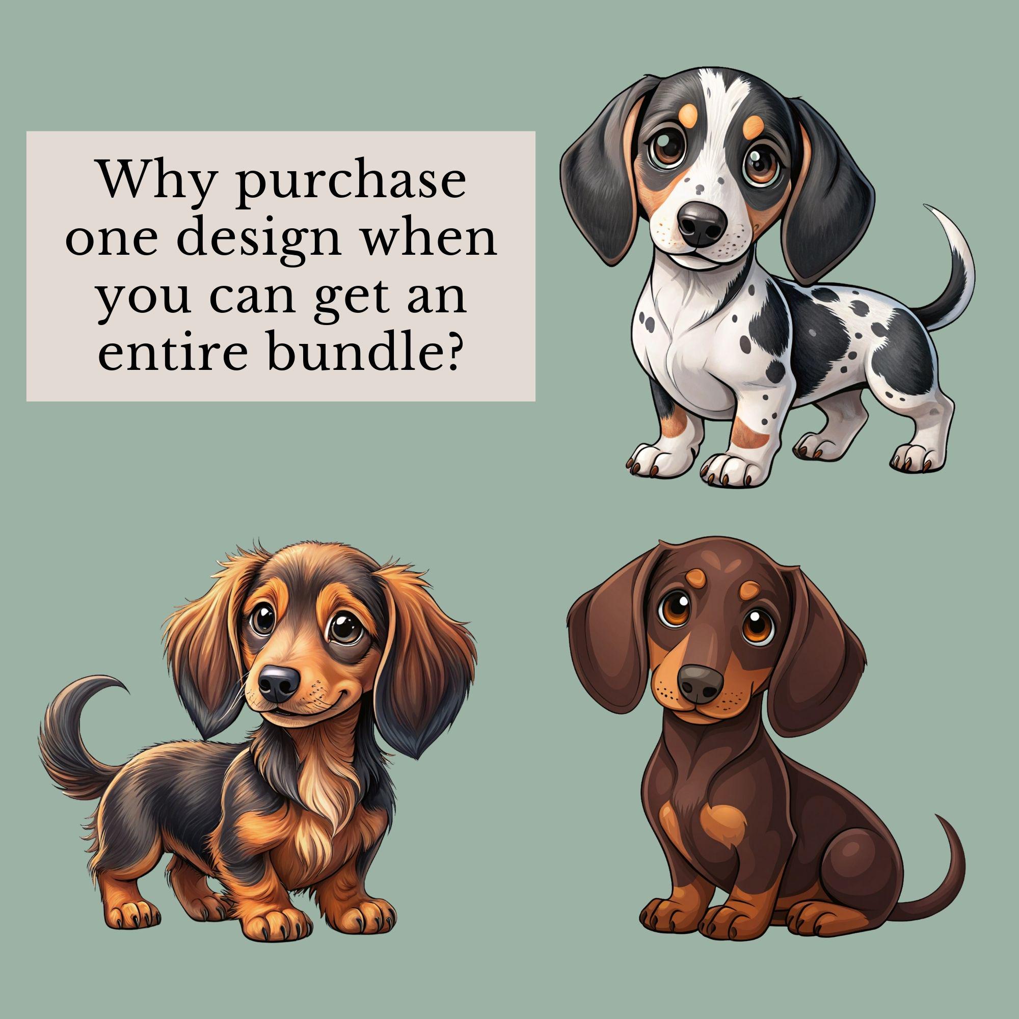 Dachshund Clipart Bundle, 15 Cartoon Wiener Dogs, Dog Lover Sublimation ...