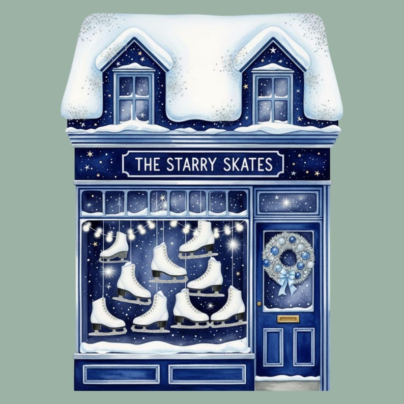 Christmas Village Clipart Bundle, 12 Watercolor Storefronts, Holiday ...