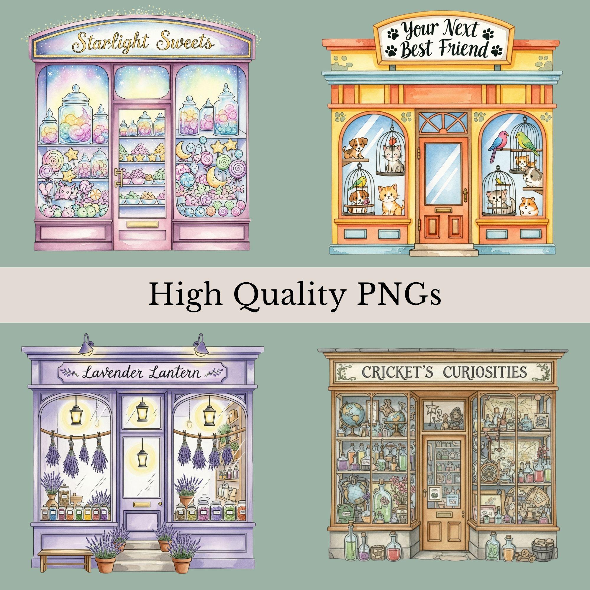Village Shops Clipart Bundle, 12 Watercolor Buildings, Crafty ...