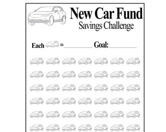 Printable New Car Savings Challenge New Car Fund Tracker for A6 Cash ...