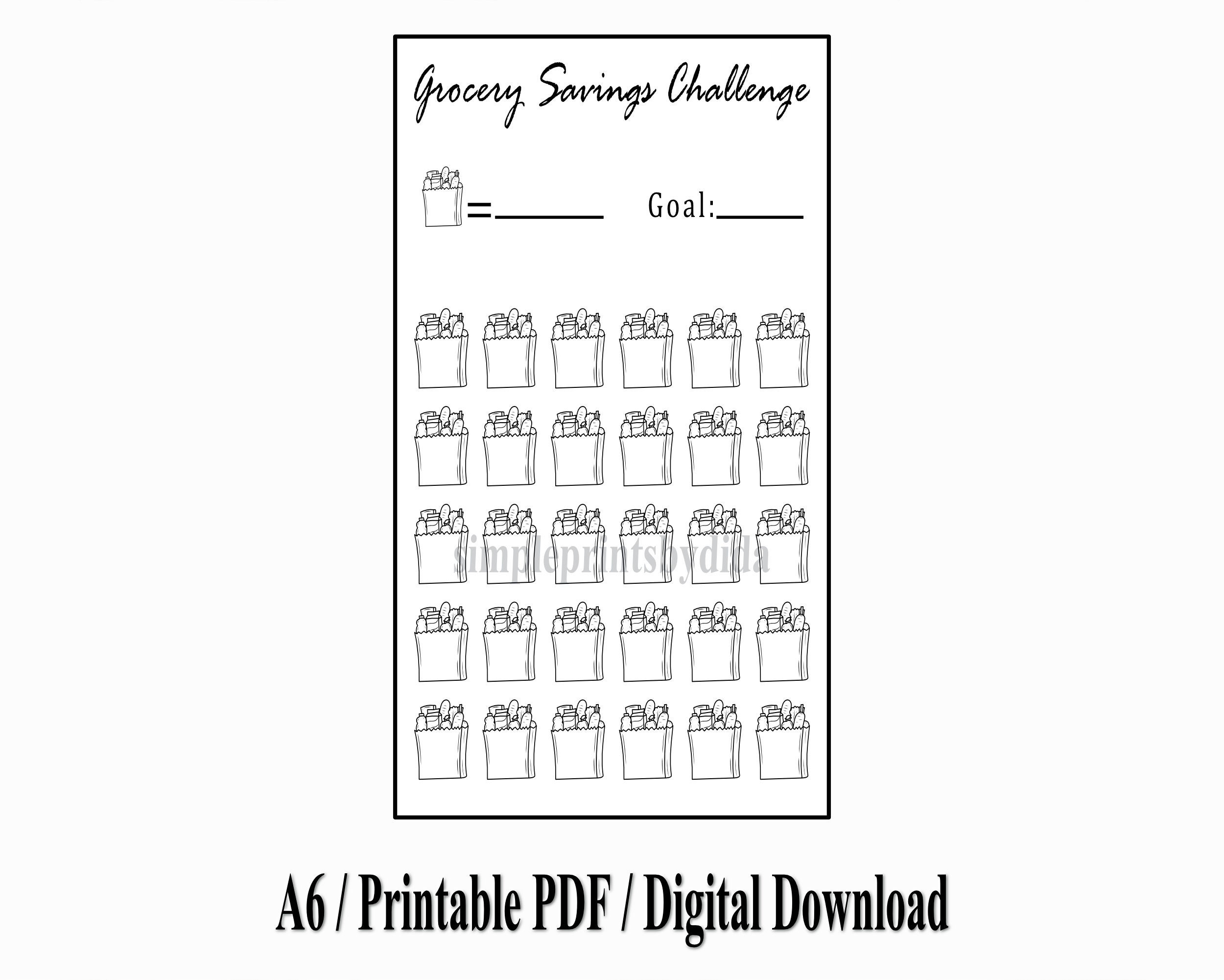 Grocery Shopping Savings Challenge, Money Saving Tracker, Printable PDF ...