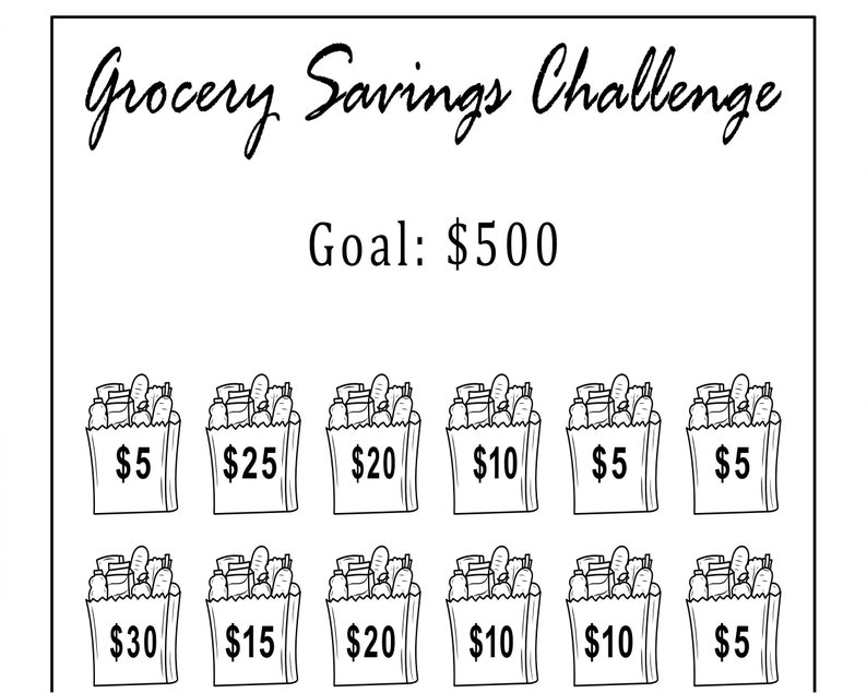 Grocery Saving Challenge Money Saving Tracker Save 500 - Etsy