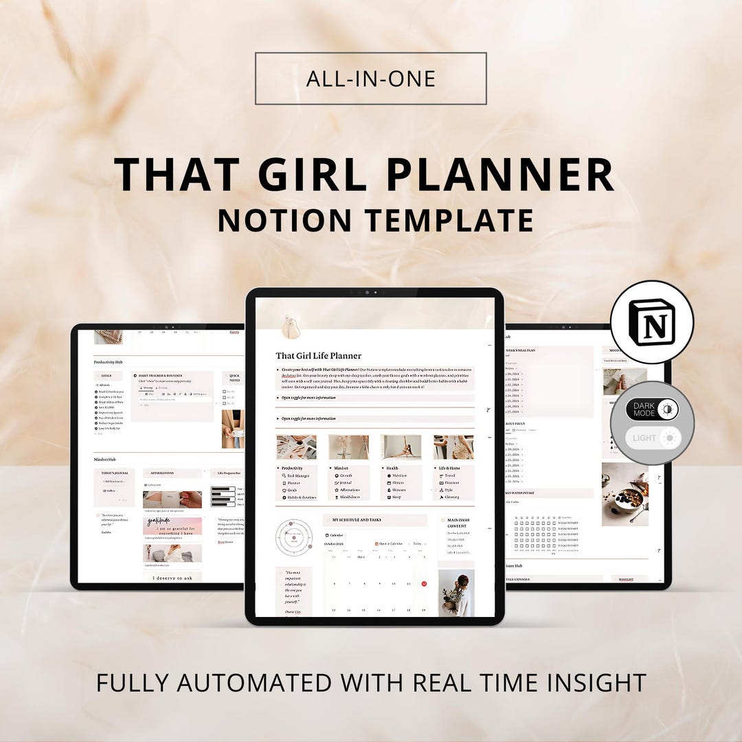 That Girl Planner, Digital Notion Girl Planner, Aesthetic Notion Life ...