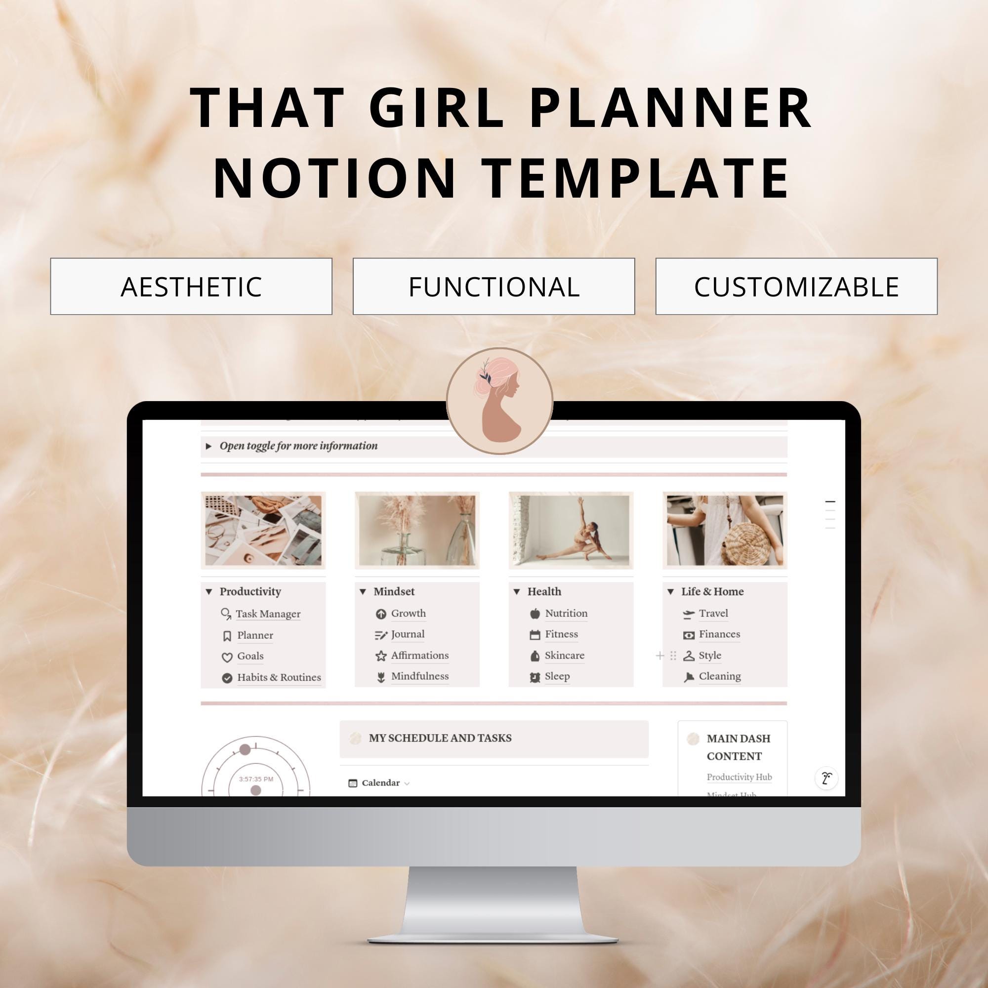 That Girl Planner, Digital Notion Girl Planner, Aesthetic Notion Life ...