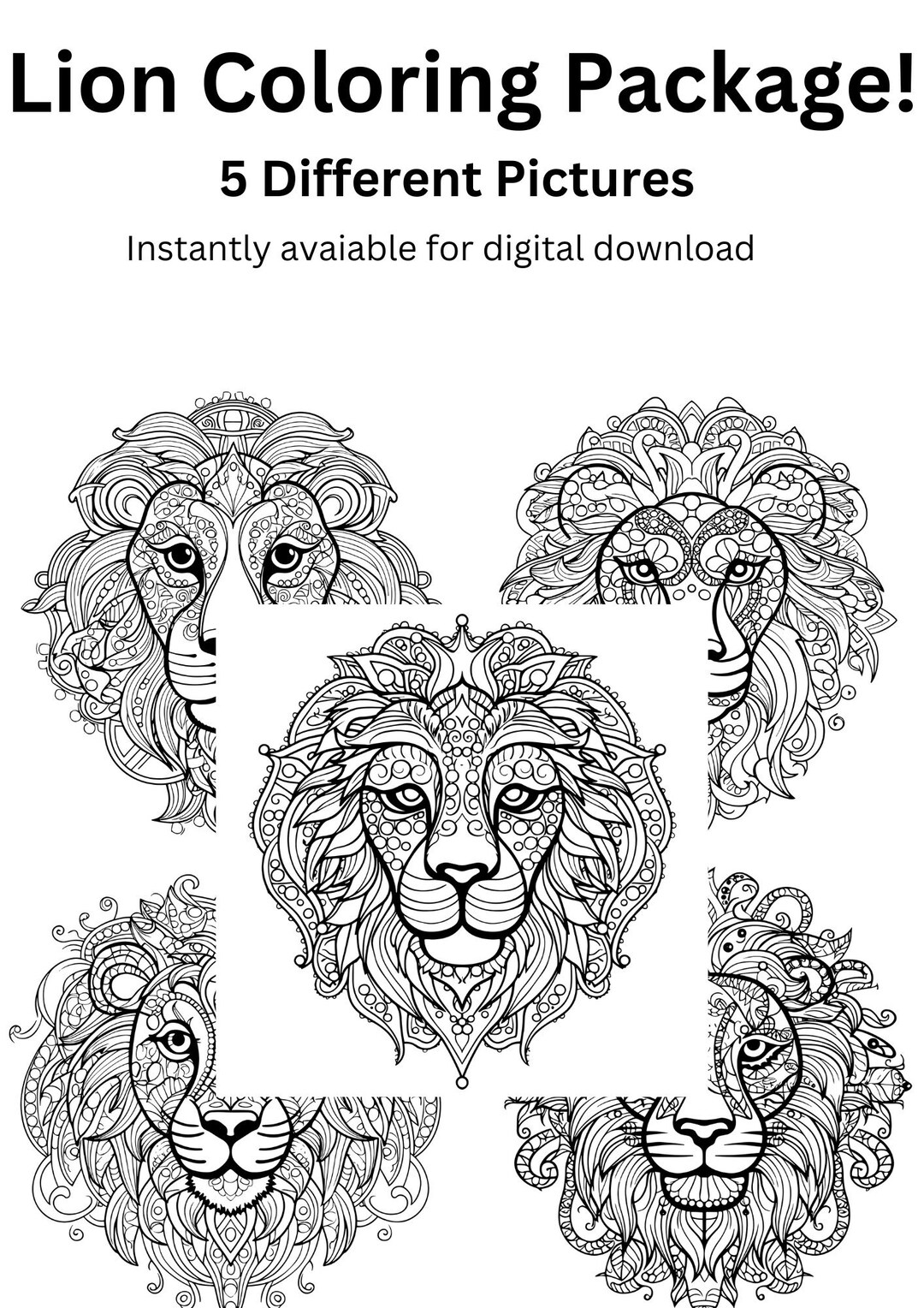 Majestic Lions: Printable Adult Coloring Book Page - Etsy