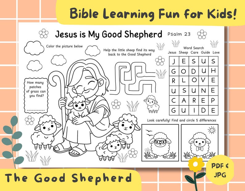 Good Shepherd Bible Activity Printable: Coloring Page & Maze Game ...