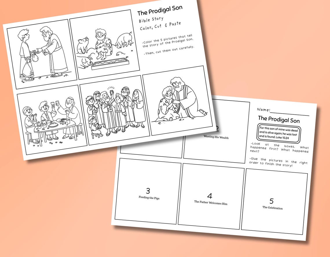 Kids Bible Activity Bundle: 7 Printable Games + Jesus Parables Coloring ...