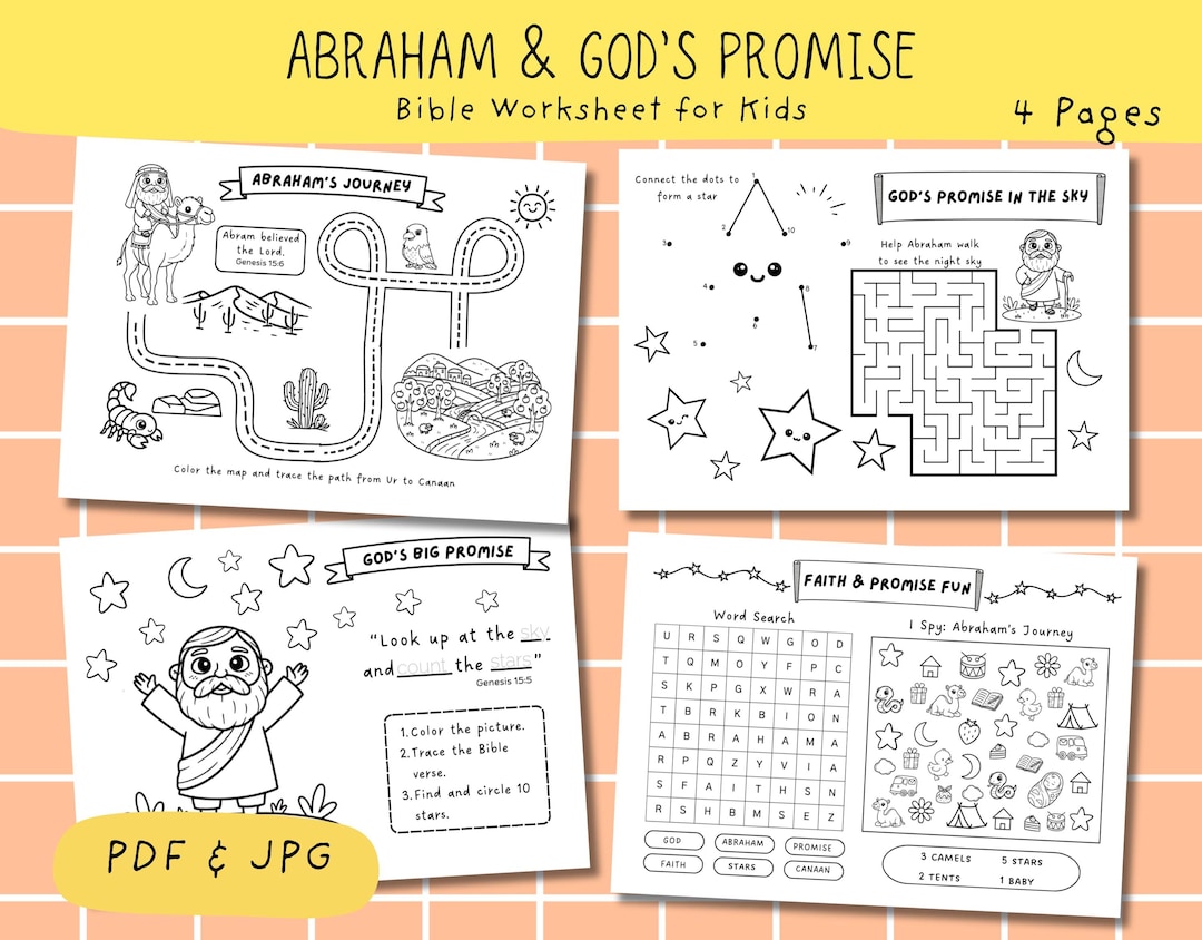 Abraham and God's Promise Bible Worksheets for Kids, Christian ...
