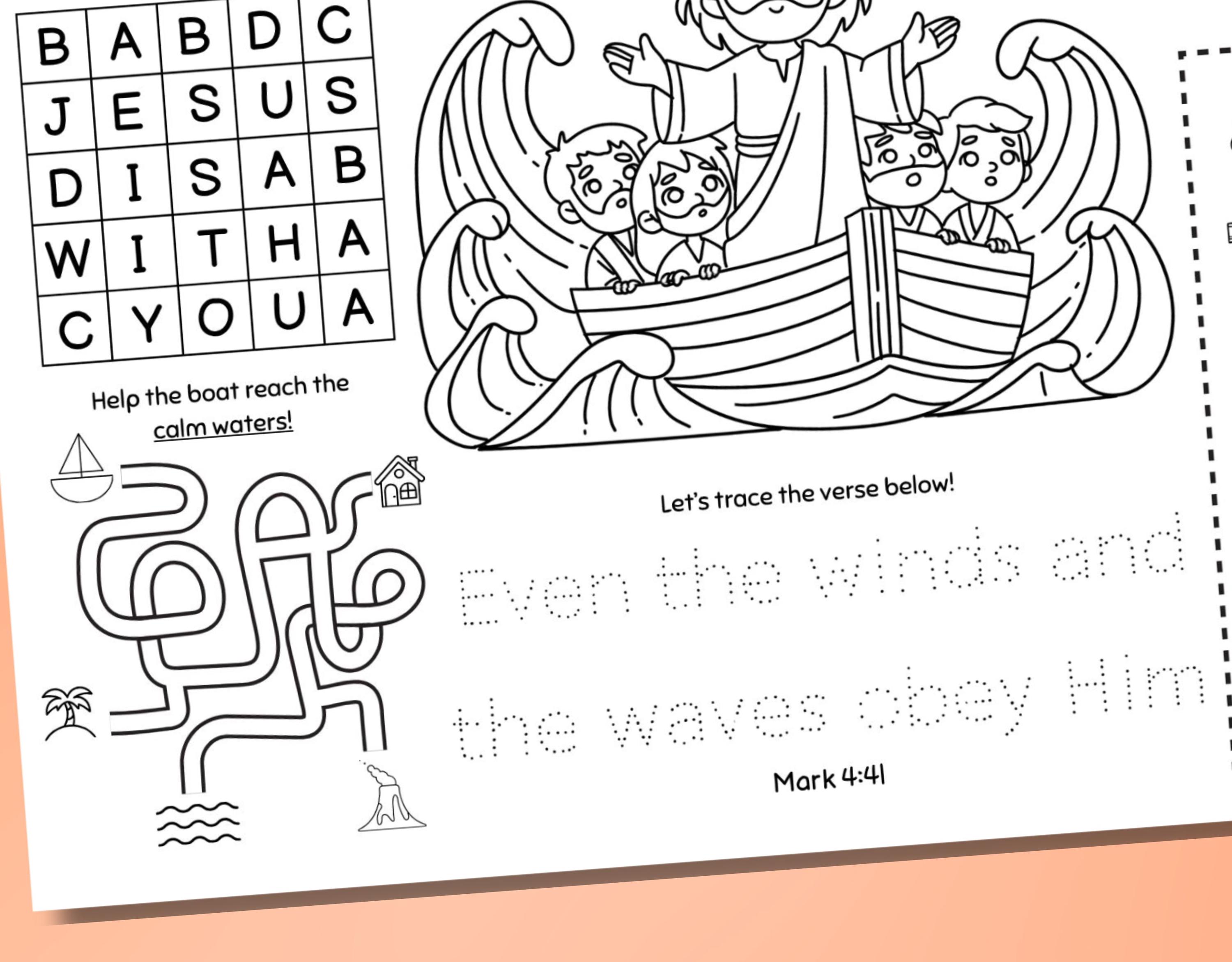 Jesus Calms the Storm Printable Activity Sheet: Bible Story Coloring ...