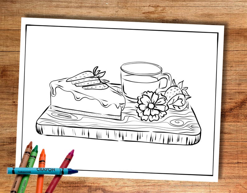 Delicious Food Coloring Pages, Printable Page PDF and Digital PNG File ...