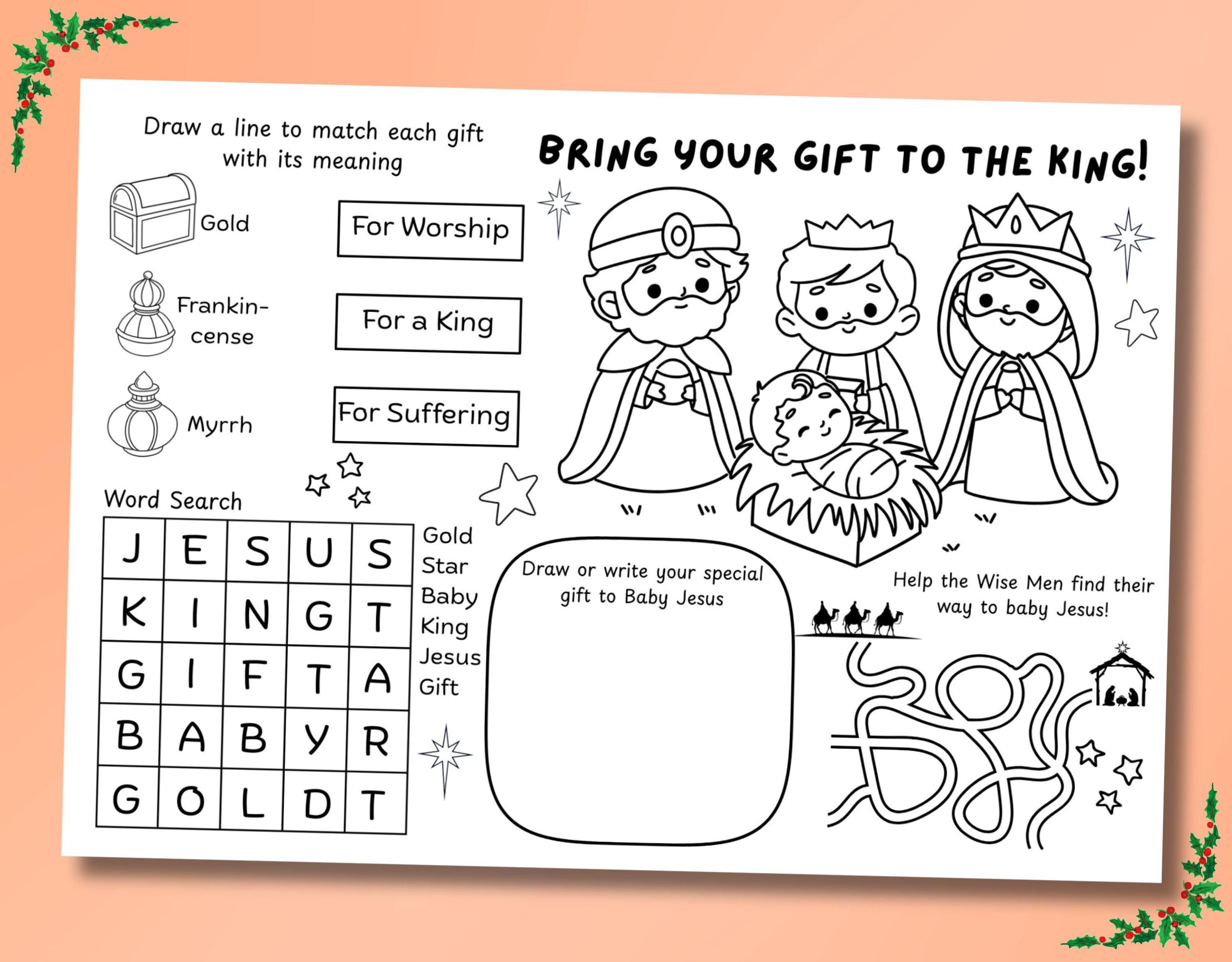 Three Wise Men Christmas Activity Sheet: Nativity Bible Printable (PDF ...