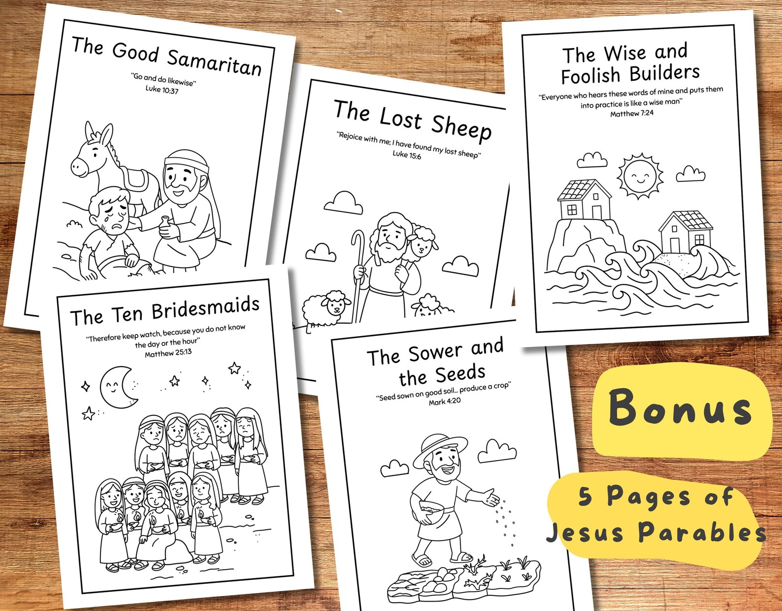 Kids Bible Activity Bundle: 7 Printable Games + Jesus Parables Coloring ...