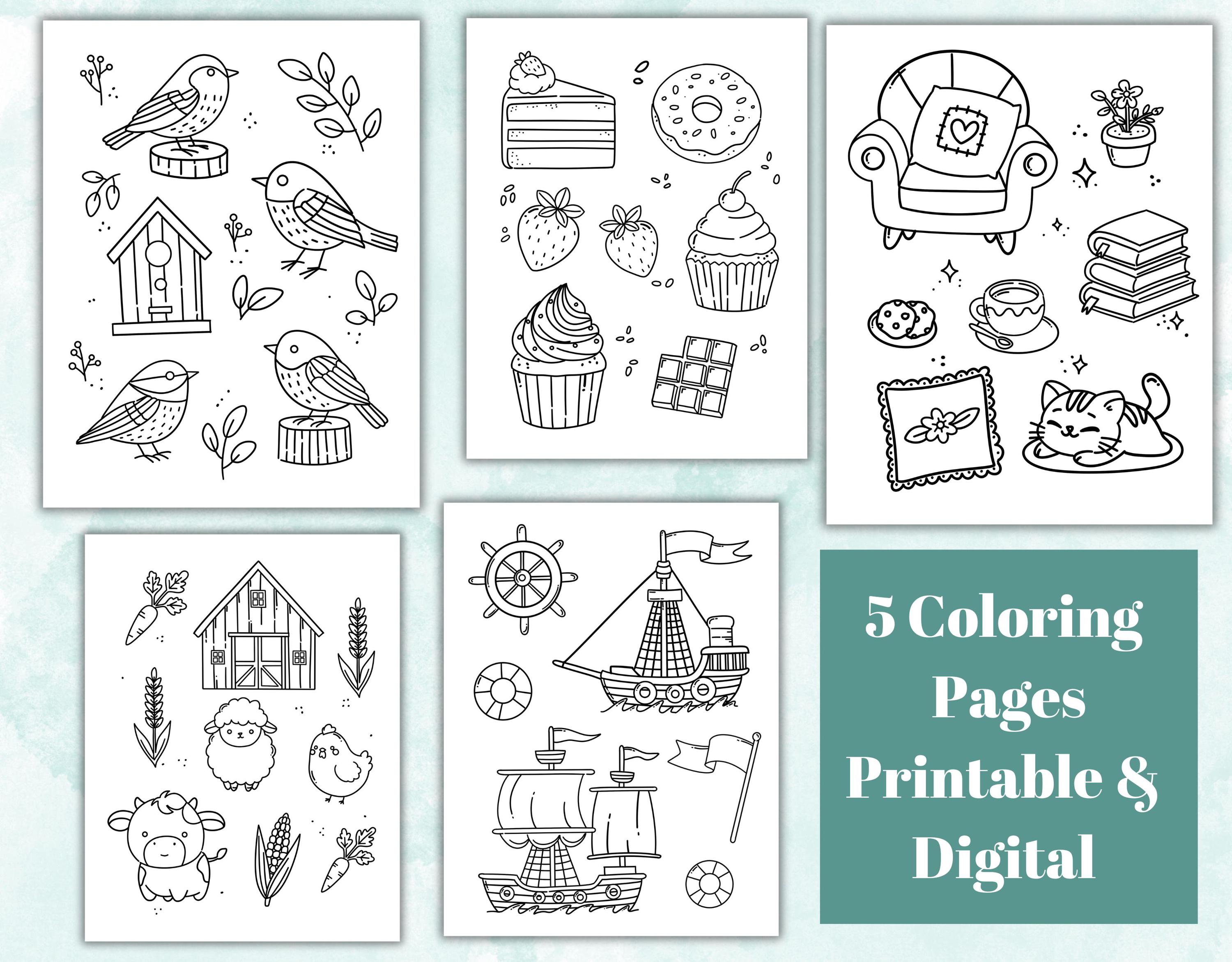 Relaxing Coloring Pages, Printable and Digital Coloring Book Activity ...