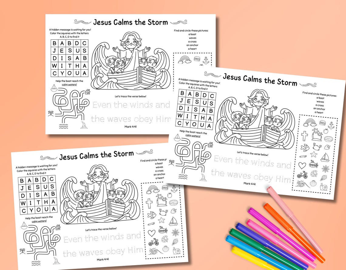 Jesus Calms the Storm Printable Activity Sheet: Bible Story Coloring ...