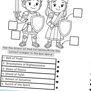 Armor of God Coloring Placemat: Bible Activity Sheet (PDF Download A4 ...