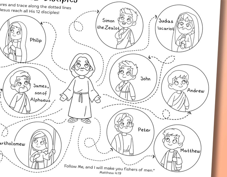 12 Disciples of Jesus Activity Sheet | Bible Coloring & Tracing ...