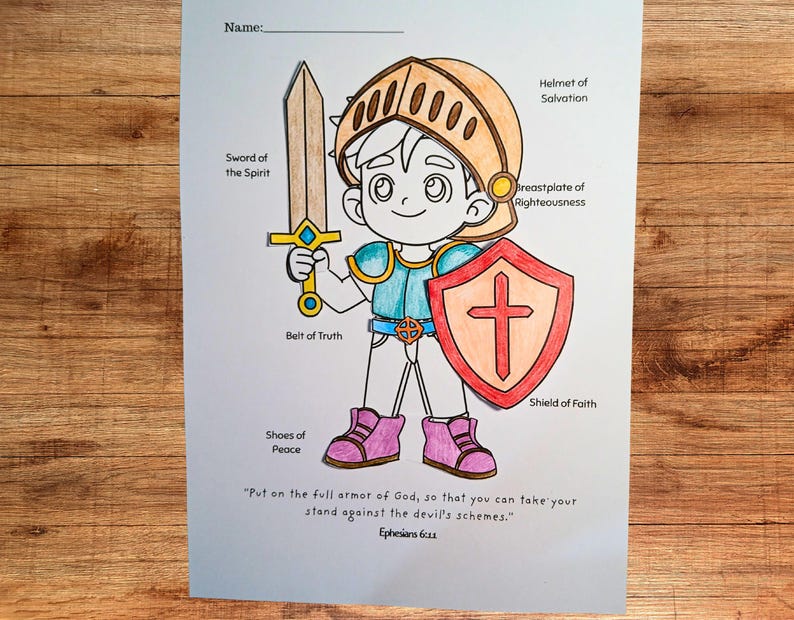 Armor of God Craft: Cut, Paste & Color Bible Activity (PDF Printable ...