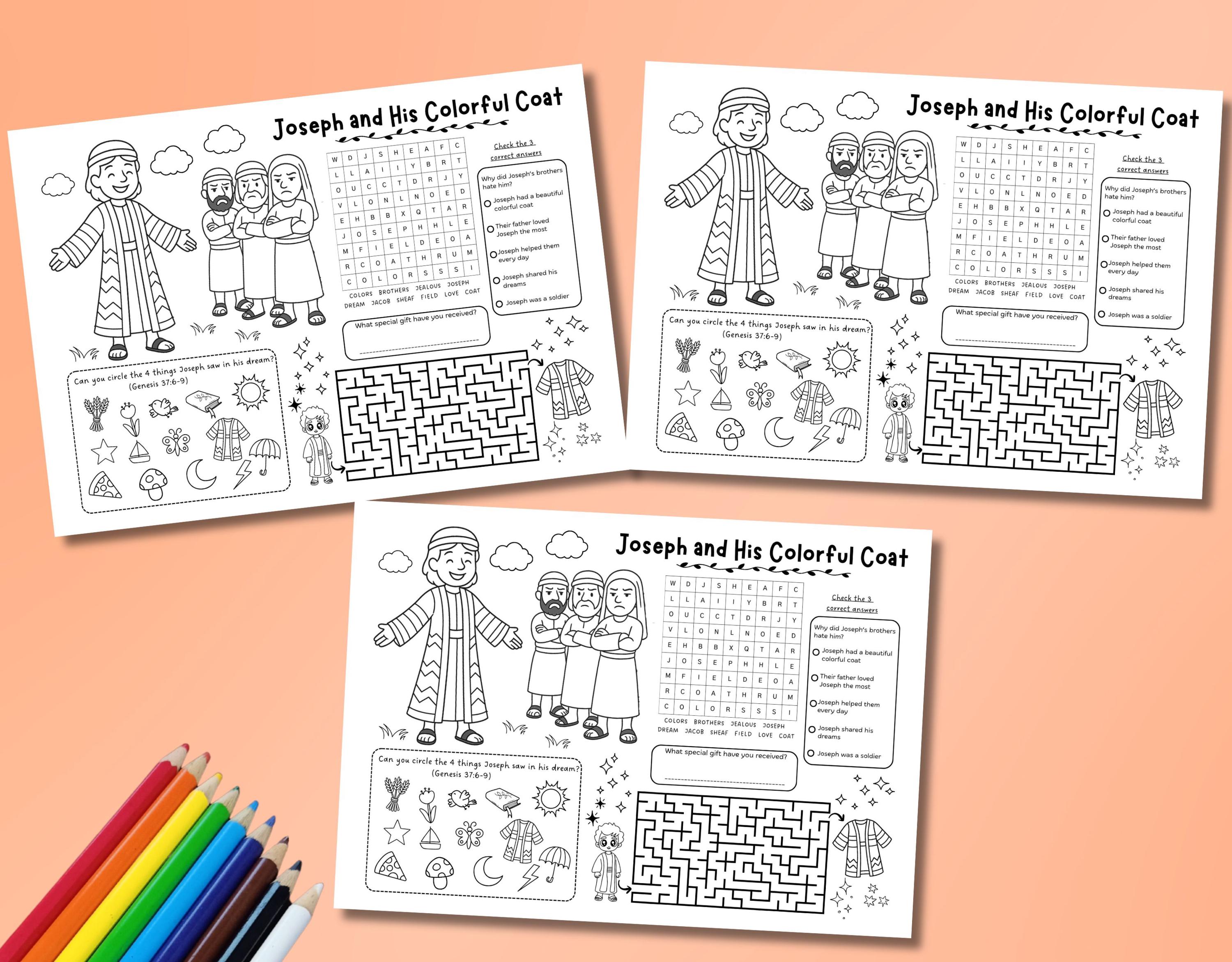 Joseph and His Brothers Bible Activity Sheet: Sunday School Printable ...