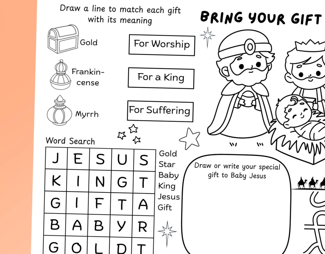 Three Wise Men Christmas Activity Sheet: Nativity Bible Printable (PDF ...