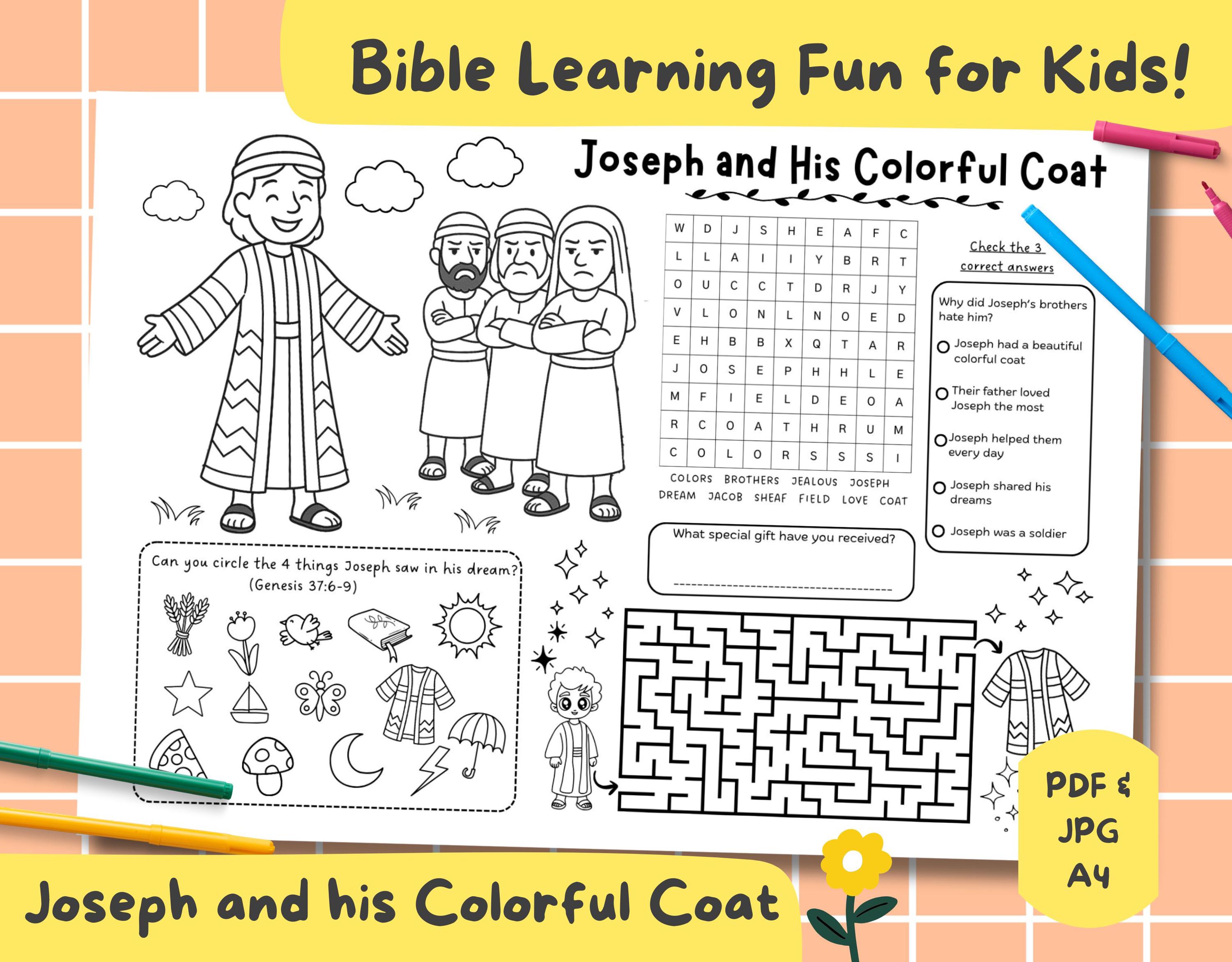 Joseph and His Brothers Bible Activity Sheet: Sunday School Printable ...