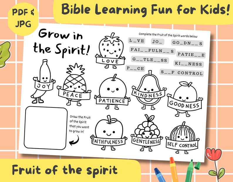 Fruit of the Spirit Worksheet: Sunday School Bible Activity Page(pdf ...