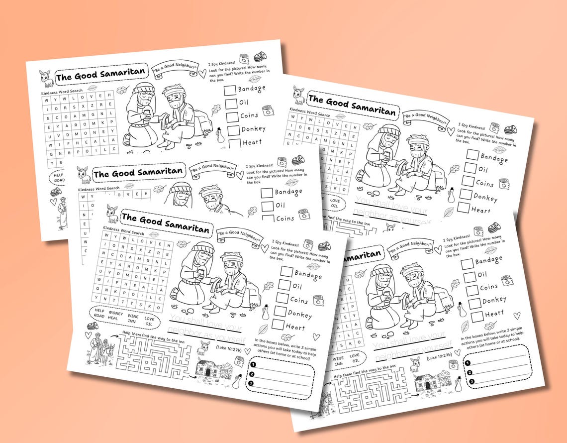 The Good Samaritan Activity Sheet for Kids | Jesus Parable Worksheet ...