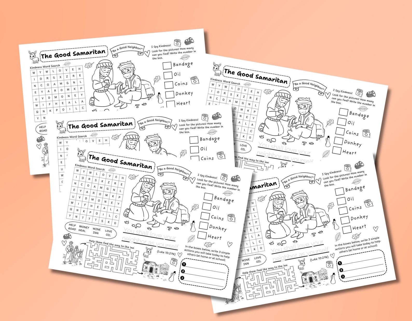 The Good Samaritan Activity Sheet for Kids | Jesus Parable Worksheet ...