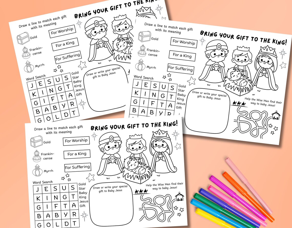 Three Wise Men Christmas Activity Sheet: Nativity Bible Printable (PDF ...