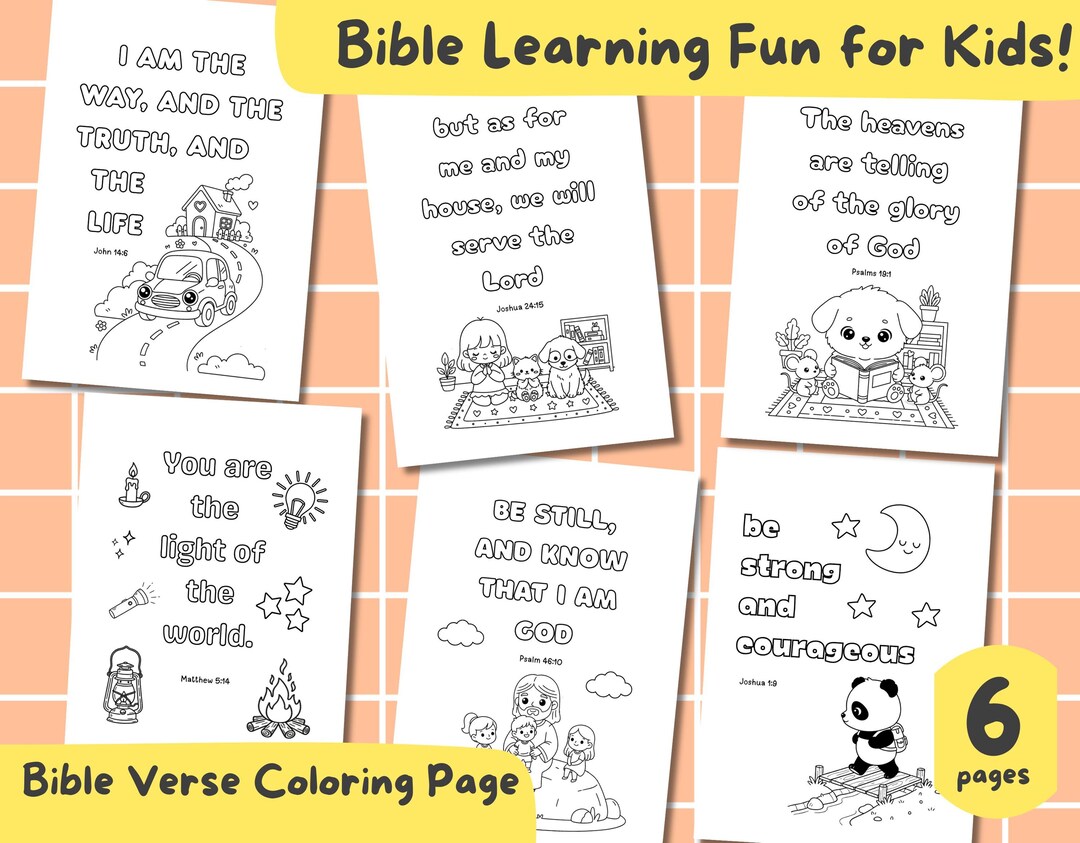 Bible Verse Coloring Pages for Kids and Teens 6 Pages Sunday School ...