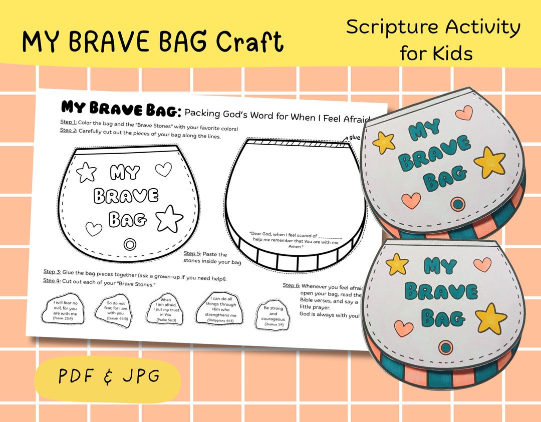 My Brave Bag Craft, Scripture Activity for Kids (PDF & JPG) - Etsy