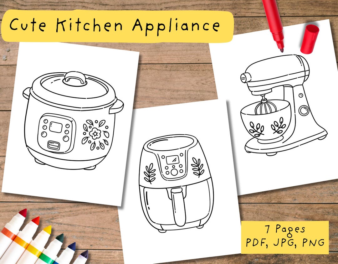 Printable Kitchen Appliance Coloring Pages, Cute Home Appliance ...