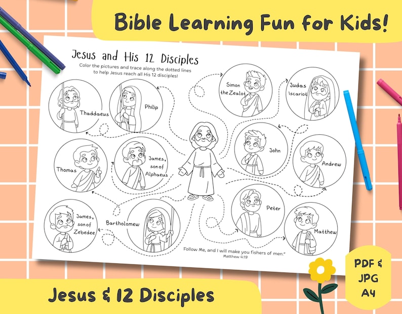 12 Disciples of Jesus Activity Sheet | Bible Coloring & Tracing ...