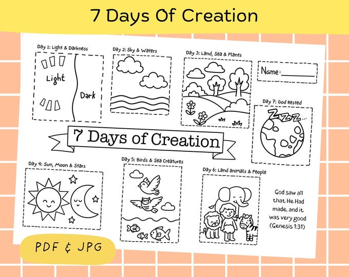 7 Days of Creation Coloring Pages | Days of Creation Coloring Sheets ...