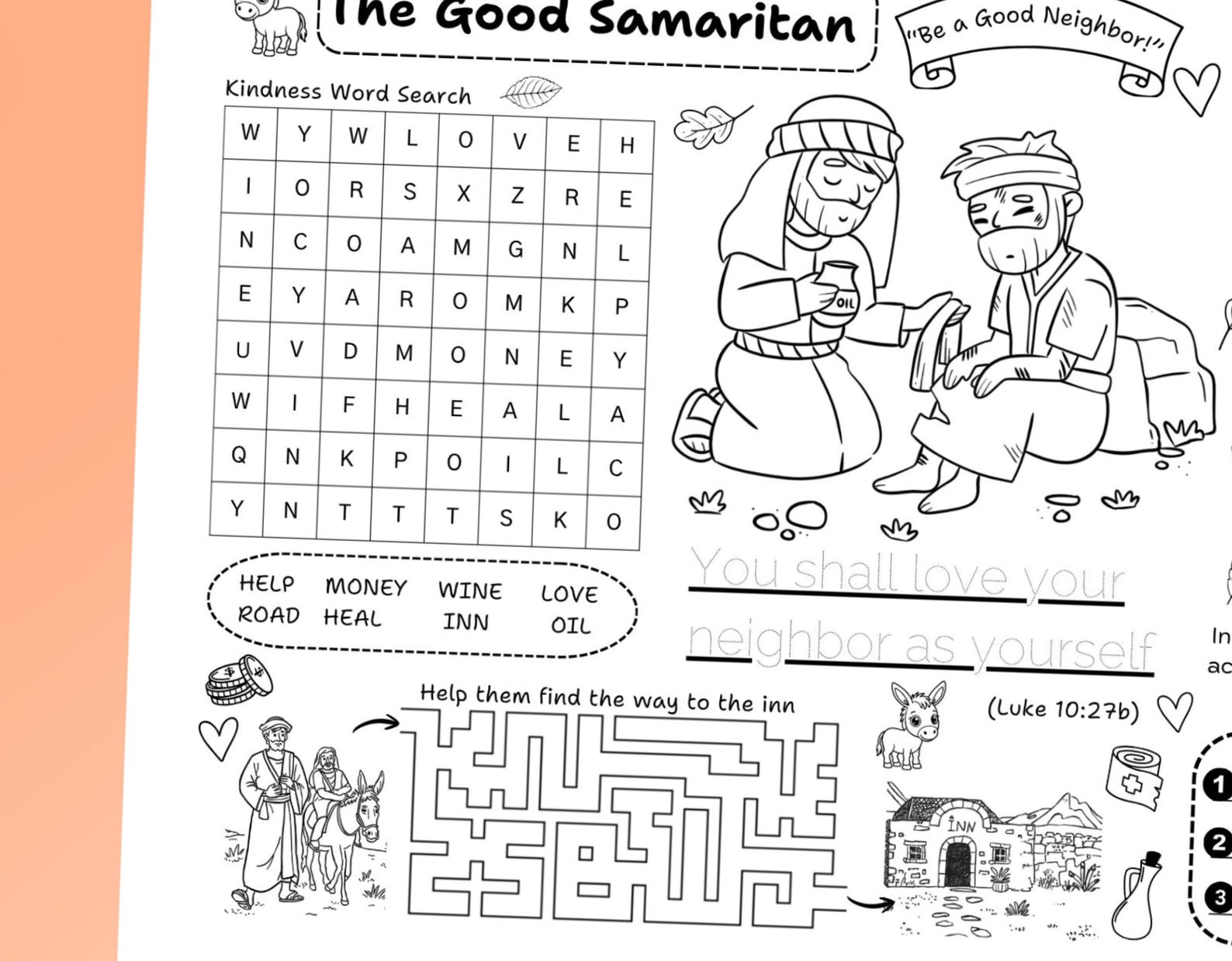 The Good Samaritan Activity Sheet for Kids | Jesus Parable Worksheet ...