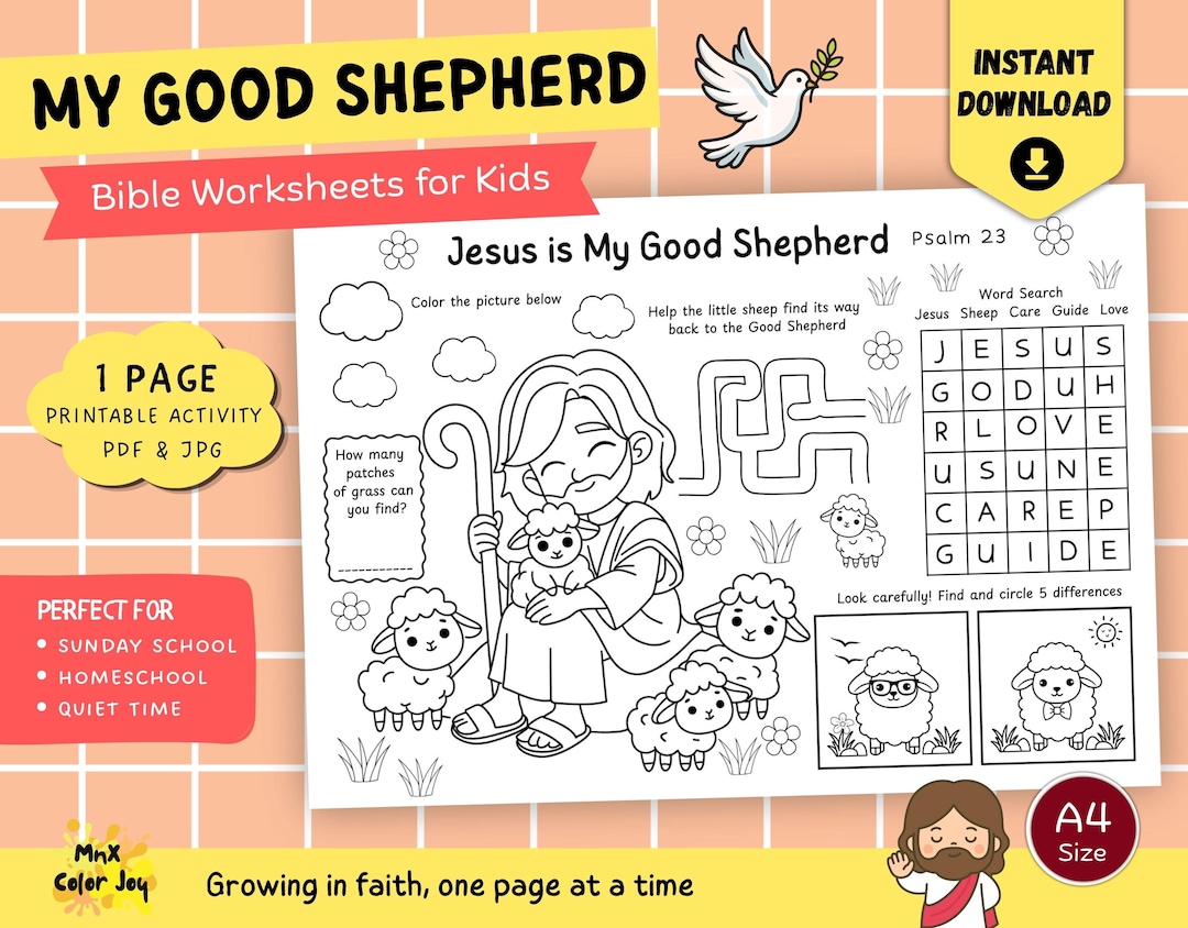 Good Shepherd Bible Activity Printable: Coloring Page & Maze Game ...