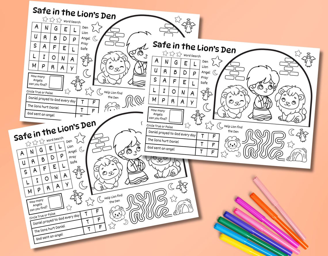 Daniel in the Lion's Den Activity Page: Bible Story Worksheet (PDF ...