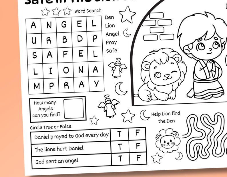Daniel in the Lion's Den Activity Page: Bible Story Worksheet (PDF ...