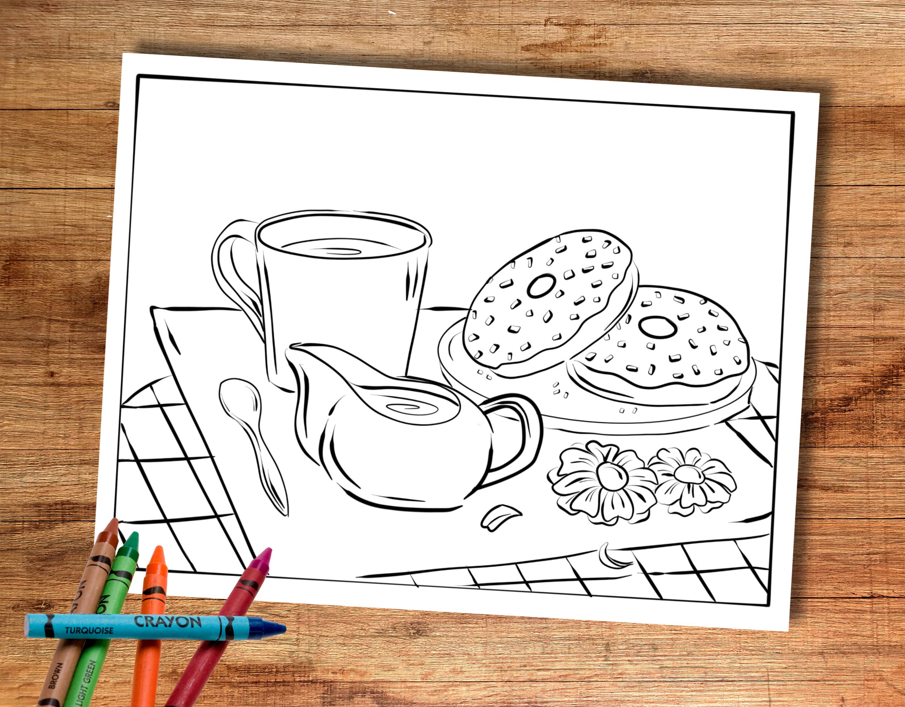 Delicious Food Coloring Pages, Printable Page PDF and Digital PNG File ...
