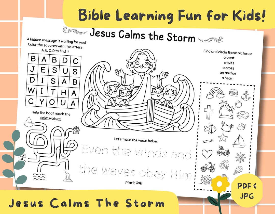 Jesus Calms the Storm Printable Activity Sheet: Bible Story Coloring ...