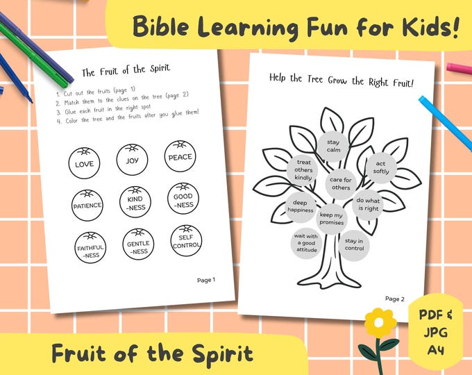 Fruit of the Spirit Activity Sheet for Kids | Bible Lesson (printable ...